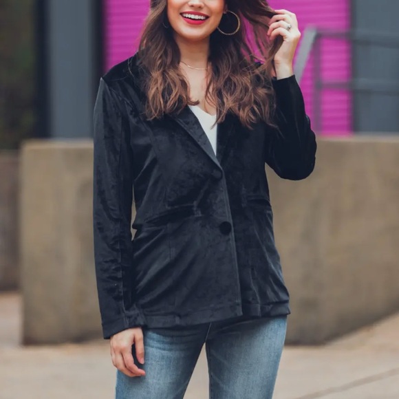 Jess Lea | Jackets & Coats | Plus Size Black Velvet Blazer | Poshmark